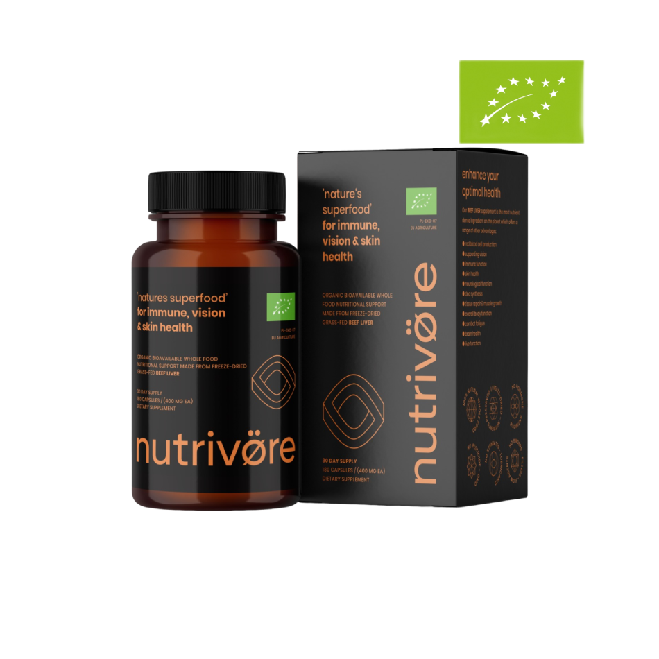 NUTRIVORE Beef Liver Ekologiškos jaučio kepenėlės kapsulėse 180kaps ...